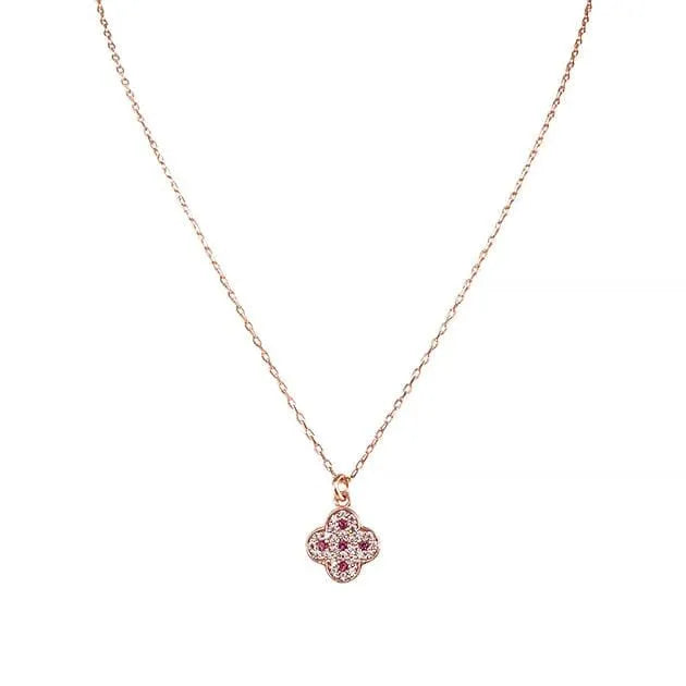 Luxury Gift - Clover Pave Necklace in Ruby – Eternal Roses®